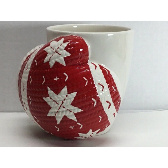 Hallmark | Dining | Hallmark Red And White Christmas Mitten Coffee Mug ...